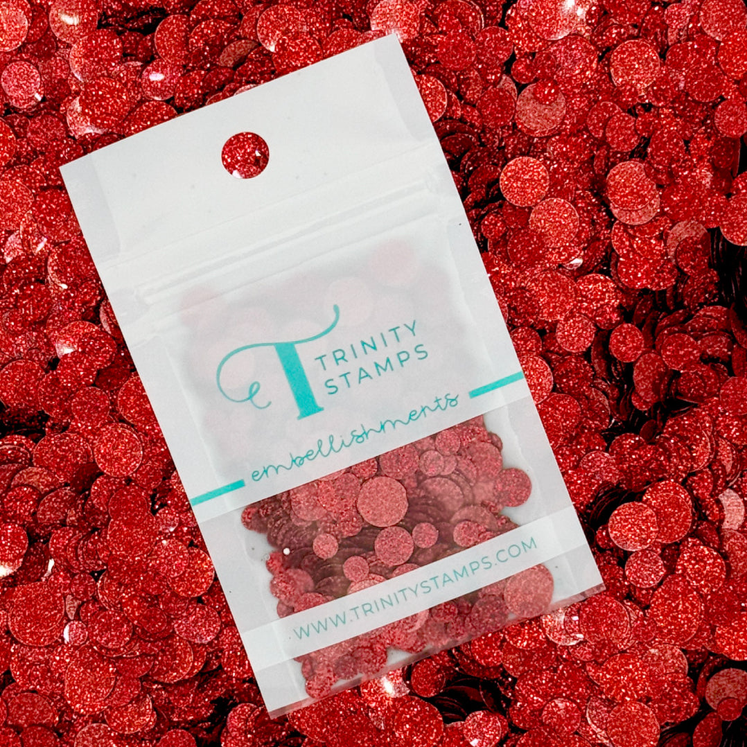Ruby Red Sparkle Spots Confetti Embellishments– Trinity Stamps