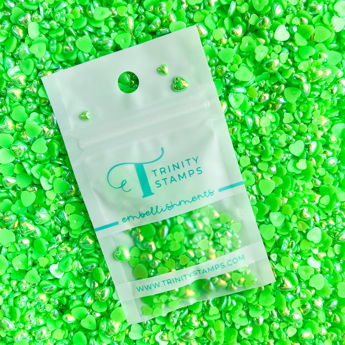 Kelly Green Heart Baubles Embellishment Mix– Trinity Stamps