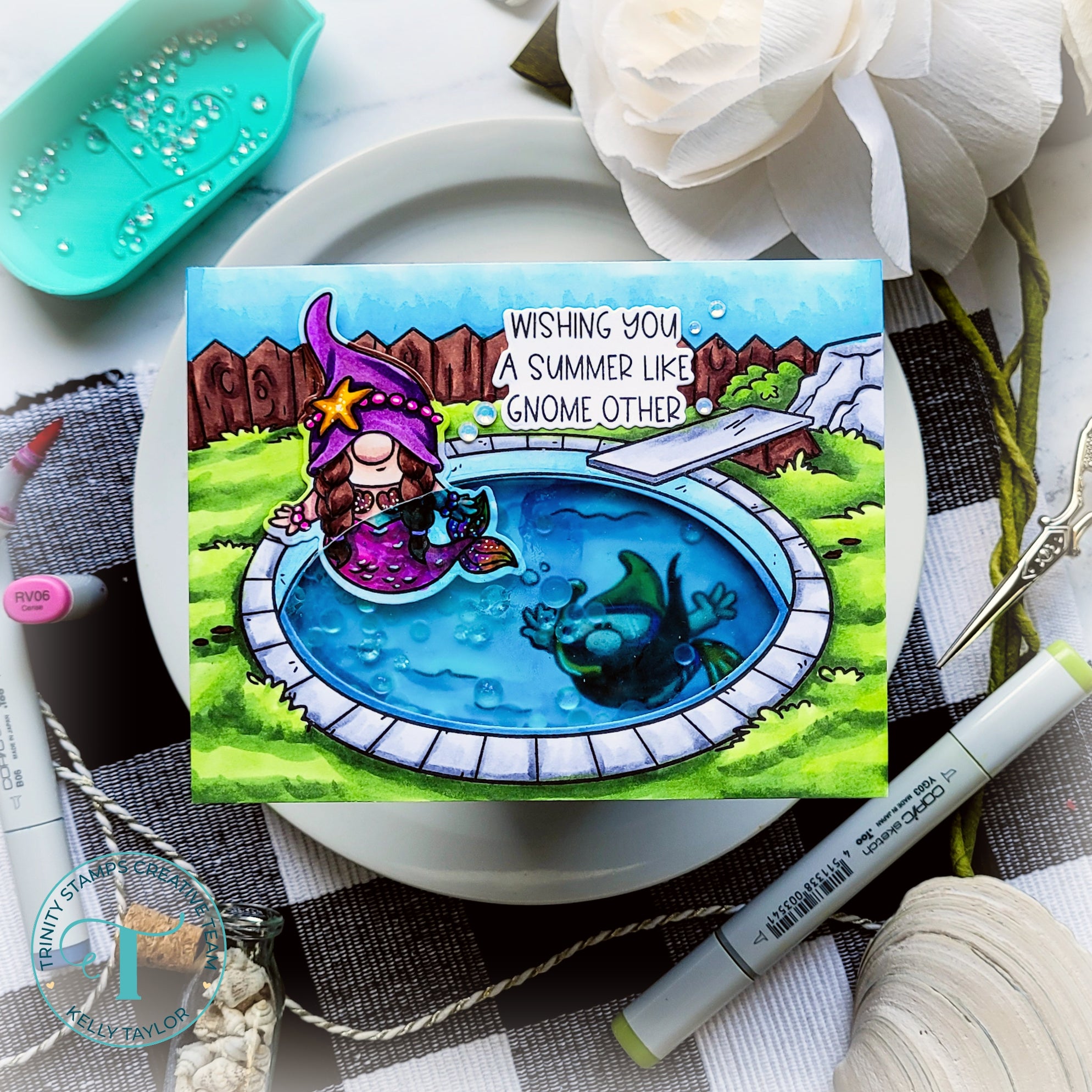 Backyard Pool 4x6 Stamp Set– Trinity Stamps