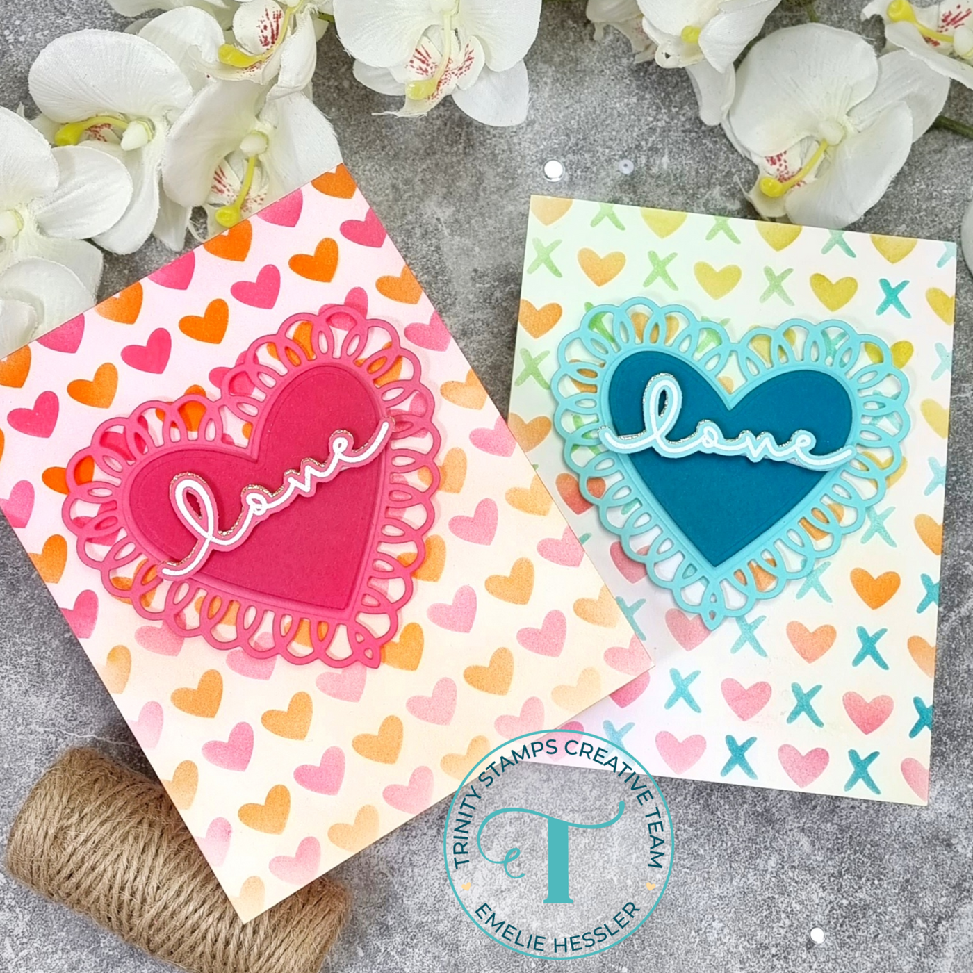 Checkered Background Add On 6x6 Stencil - Hearts *Set of 2*– Trinity Stamps