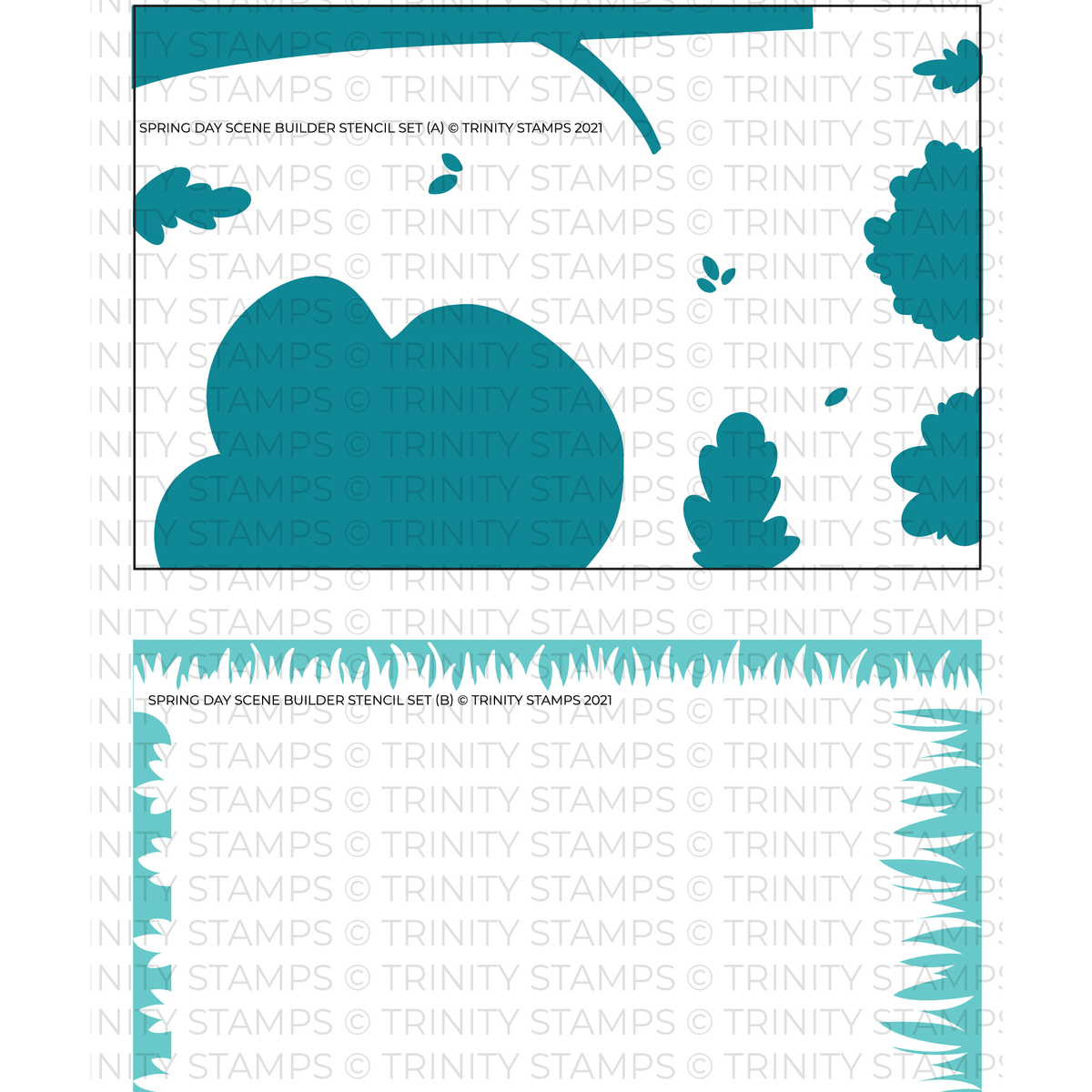 Spring Day Scene Builder - 6x9" Laser Cut 2-piece Layering Stencil Set ...
