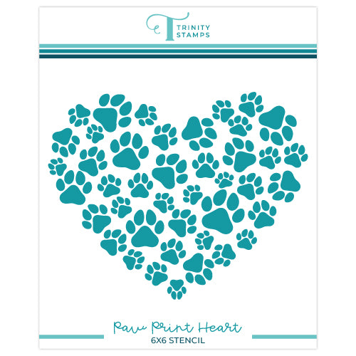 Paw Print Heart 6x6 Stencil– Trinity Stamps